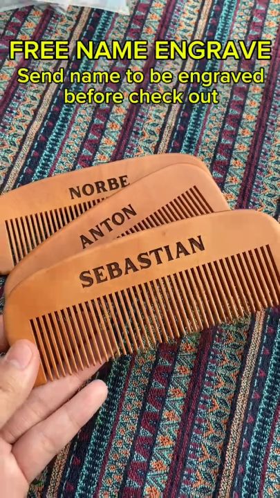 Personalized Wooden Hair Comb – Laser Engraved Peachwood | Custom Name ...