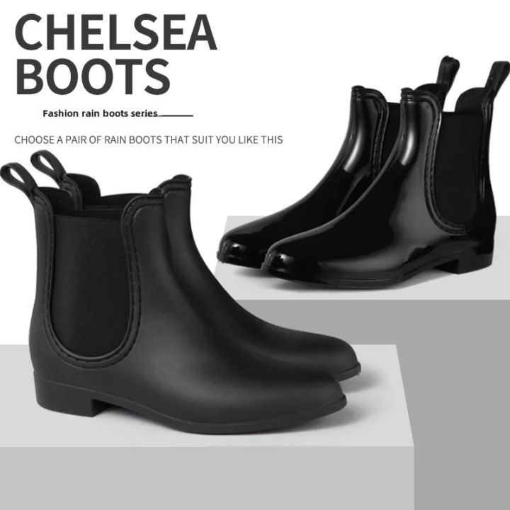 Fashionable Cross-Border Chelsea Low Boots Women's Rubber Shoes Rain ...