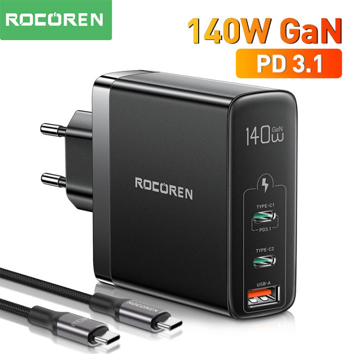 Rocoren 140W GaN USB C ที่ชาร์จ PPS PD 3.1ชาร์จเร็ว4.0 QC 3.0 Type C ...
