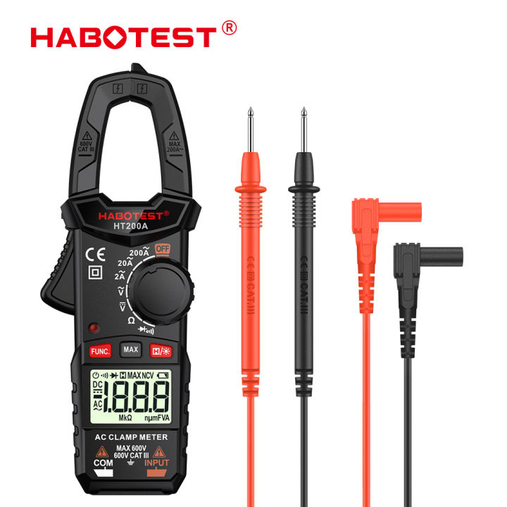 HABOTEST HT200 มัลติมิเตอร์ แคลมป์มิเตอร์ ดิจิทัล 600V AC/DC 2000 นับ ...