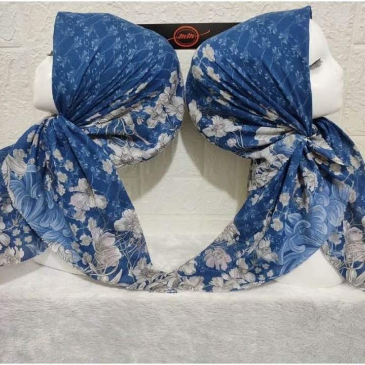 Hijab Segi Empat Voal Motif Lisa Warna Biru Jilbab Terbaru | Lazada ...