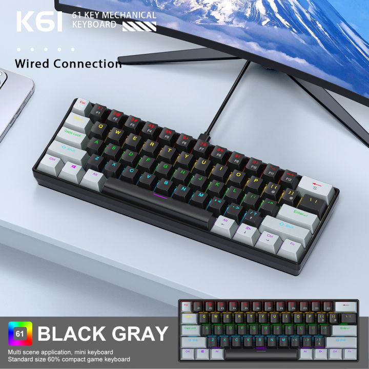 APAYADO K61 60% Wired Mechanical Gaming Keyboard Phantom RGB, 61 Keys ...
