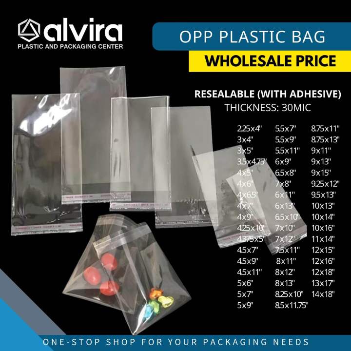 OPP Clear Plastic with Adhesive Wholesale Price per 500pcs and 100pcs ...