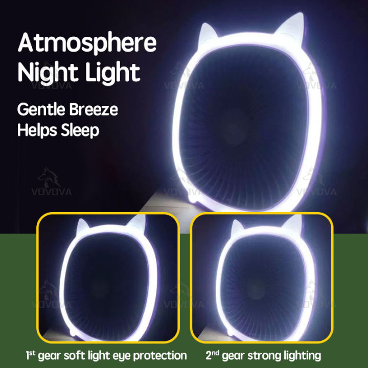 VOVOVA Mini fan with light stand fan Type-c chargeable ceiling fan with ...