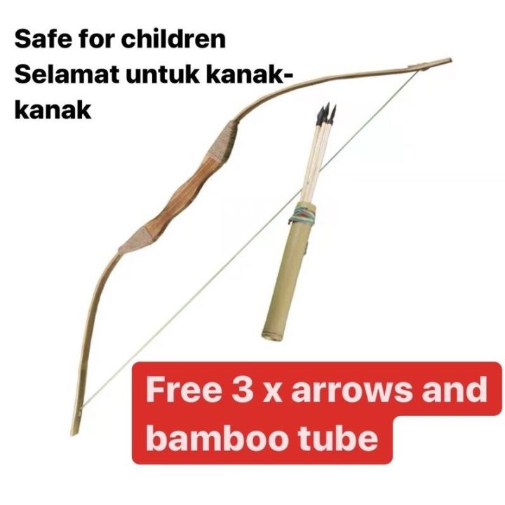 [Ready Stock] Traditional Bamboo Wooden Bow and Arrow Archery Set | Lazada