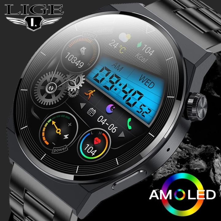 LIGE New Original Smart Watch For Men 390*390 Screen Always Display Time Bluetooth Call Local ...