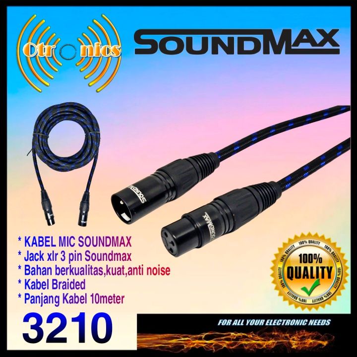 Kabel Microphone 10M Kabel Mic Soundmax SM-3210 (jack Canon Male Female ...