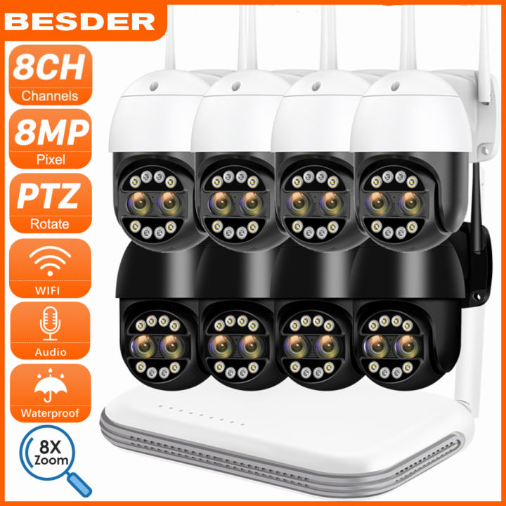 BESDER 8CH Mini NVR 8MP IP WiFi Camera PTZ Security Camera System Kit ...