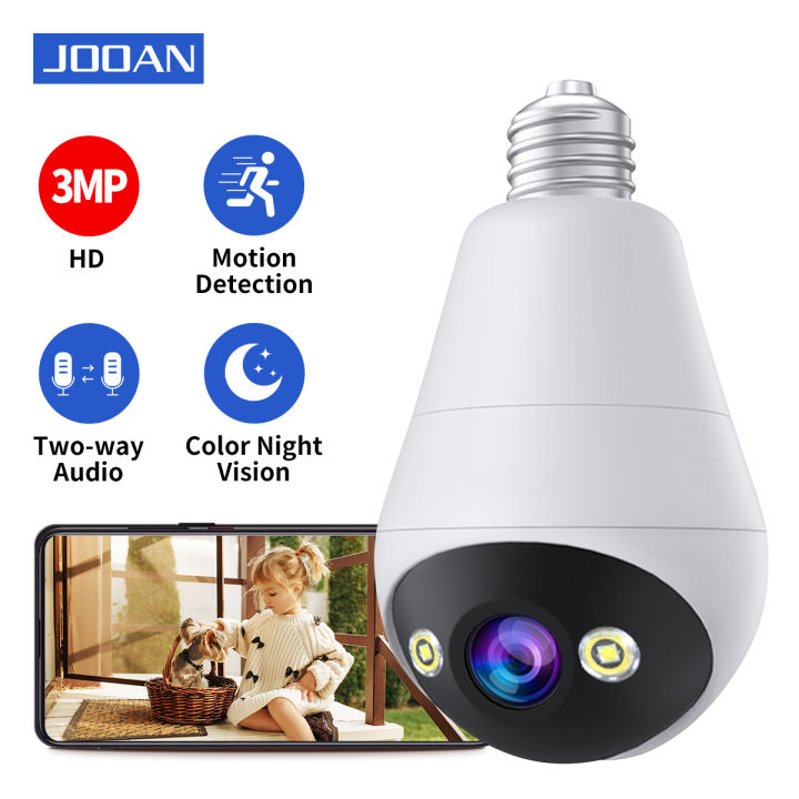 JOOAN Bulb E27 WiFi Surveillance Camera Full Color Night Auto Tracking ...