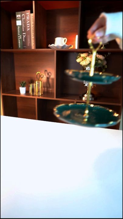 จานเซรามิค ชั้นวางขนม ผลไม้ 2 ชั้น / 3 ชั้น (MH_122)ตกแต่งวางขนม ผลไม้ ...