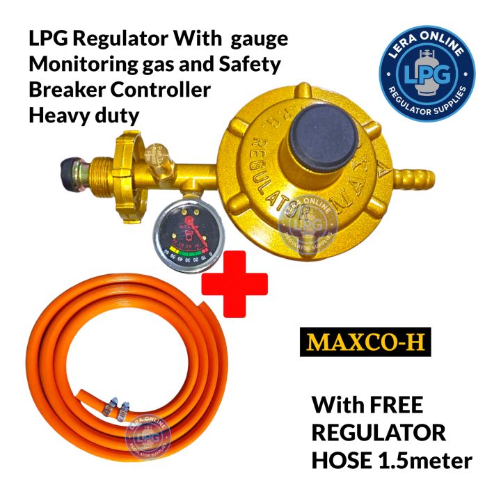 LPG Regulator With Gauge and Safety breaker Push Button Controller Free ...