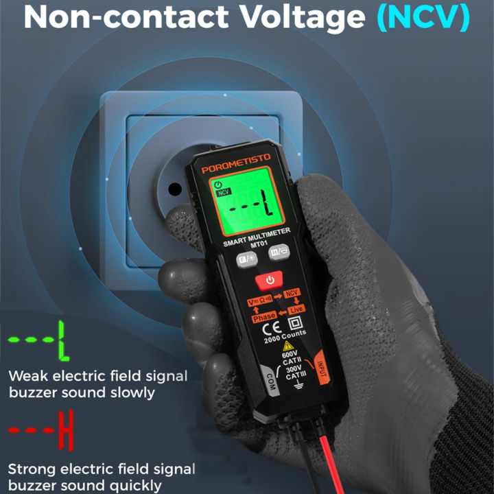 MT01 Handheld Digital Multimeter Voltage Tester with Leads Voltmeter ...