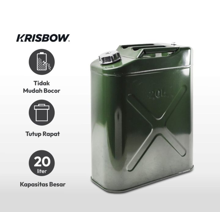 Jerigen Besi 20L Krisbow Jerigen Bensin & Solar Bahan Metal Logam Hijau ...