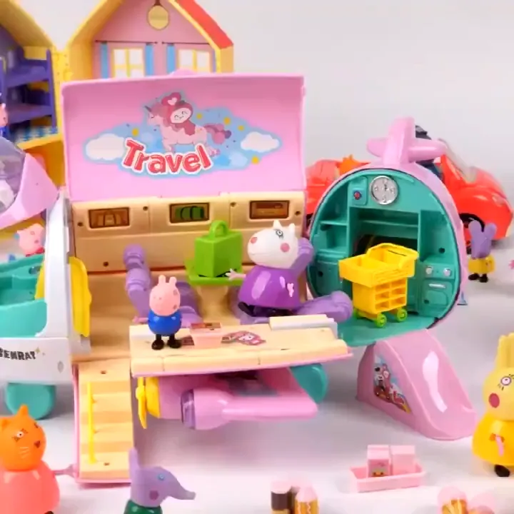 จัดส่งภายใน 24 ชั่วโมง Peppa Pig Playset ตุ๊กตา ชุด รถบัสปิกนิก Peppa Pig ขนาดเล็ก พร้อมเสียง ...