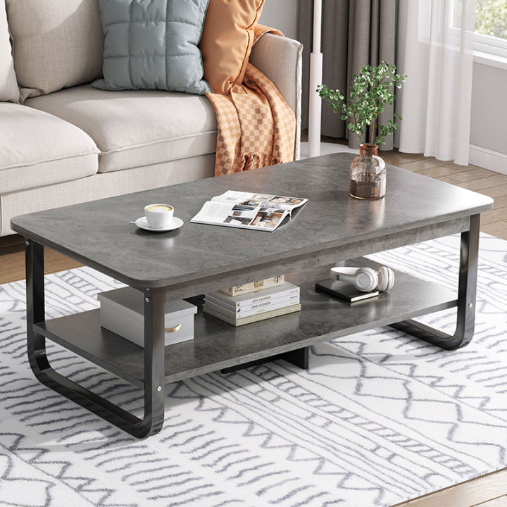 【Stainless Steel Frame】2-Tier Modern Wooden Veneer Table Beside Sofa ...