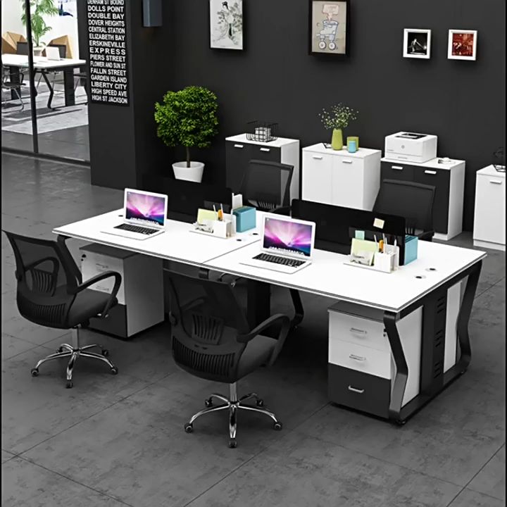 Simplified Combination Of Office Desks And Chairs For Employees Modern ...