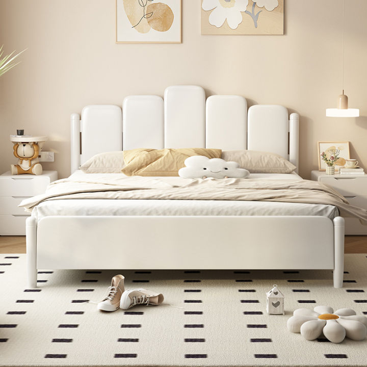 White Creamy Style Keys Bed Full Solid Wood 1.5X Double M Small ...