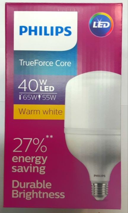 หลอดแอลอีดี LED ฟิลลิป 40W BULB Philips วอร์มไวร ทรูฟอร์ช 3000K แสงส้ม ...