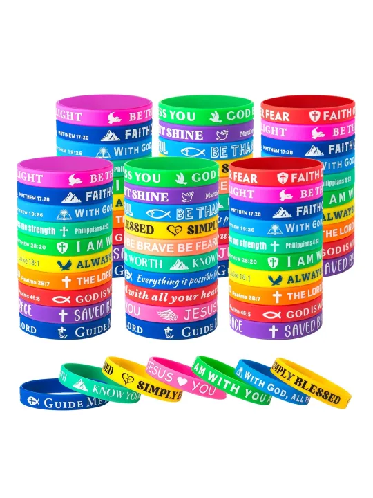 Bible Verse Bracelets – 20/30/40pcs Silicone Bracelets Bulk Jesus ...