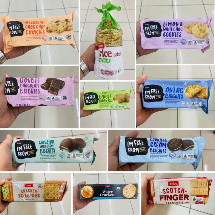 Coles 97%Sugar Free ChocoChip Lemon White Choco Cookies&Cream Ginger ...