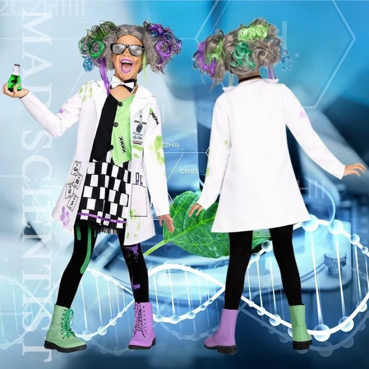 3-10Y Kids Cosplay Crazy Scientist Costume Boys Girls Yole play Mad ...
