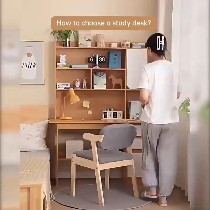 Living Furniture desk-bookshelf integrated table, home desktop computer ...