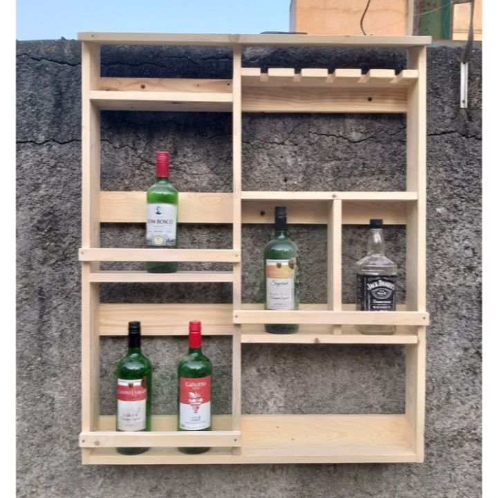 RAK DINDING WINE BESAR KAYU JATI BELANDA RAK BOTOL MINUMAN RAK GELAS ...