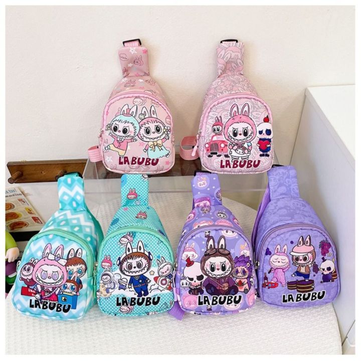 POPULAR X Cartoon Labubu Chest Bag Pink POP MART Shoulder Bag ...