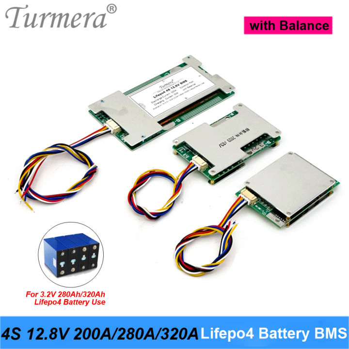 Turmera 4S 12.8V 200A 280A 320A Balance Lifepo4 Battery BMS Protect Board Use in 3.2V 100Ah ...
