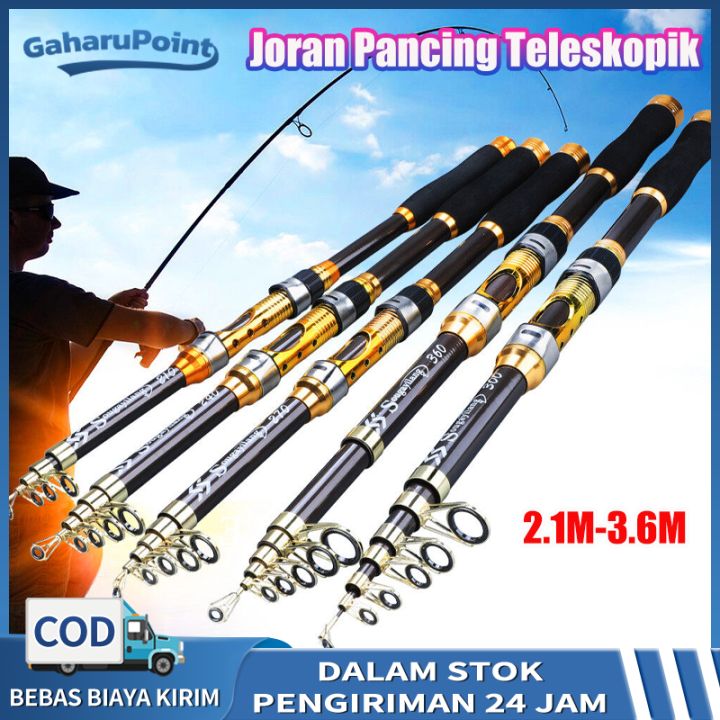 Joran Pancing Teleskopik, Joran Pancing Serat Karbon 2.1M-3.6M, Joran ...