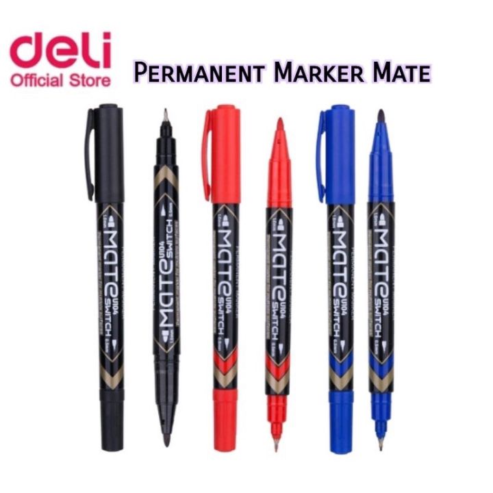 Deli ปากกามาร์คเกอร์ ปากกาเขียนซีดี Mate Permanent Marker 2 หัว ขนาด 0. ...