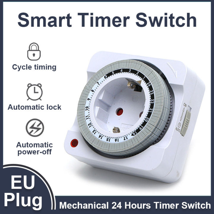 EU Plug 24 Hours Timer Switch Mechanical Smart Countdown Switch Socket Indoor Automatic Power ...
