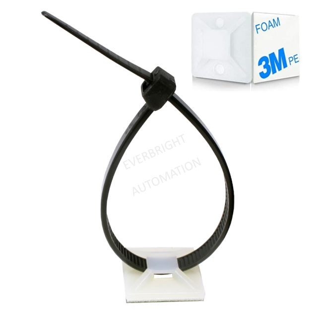 [100 PCS] HC-101 HC-102 Nylon 3M Self Adhesive Saddle Tie Mount Cable ...