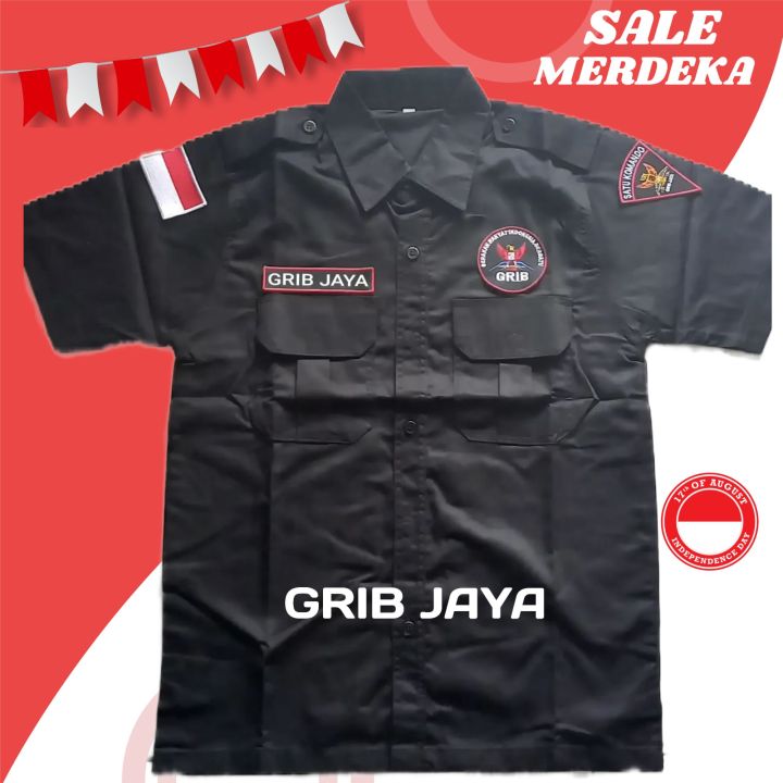 KEMEJA GRIB JAYA LOGO BORDIR KOMPUTER | Lazada Indonesia