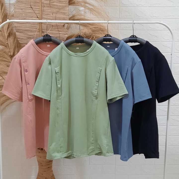 KAOS HAMIL/BAJU MENYUSUI LENGAN PENDEK/KAOS BUSUI BUKAAN KANAN KIRI ...