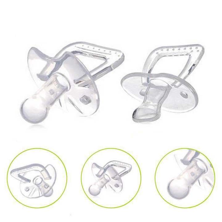 Baby Silicone Nipple Pacifier Flat head round head Newborn Squeezable ...