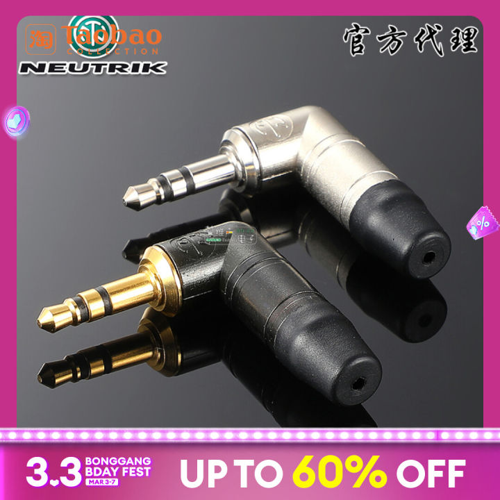 Youquke Neutrik Right Angle Black Gold 3.5mm Small Three Core Stereo ...