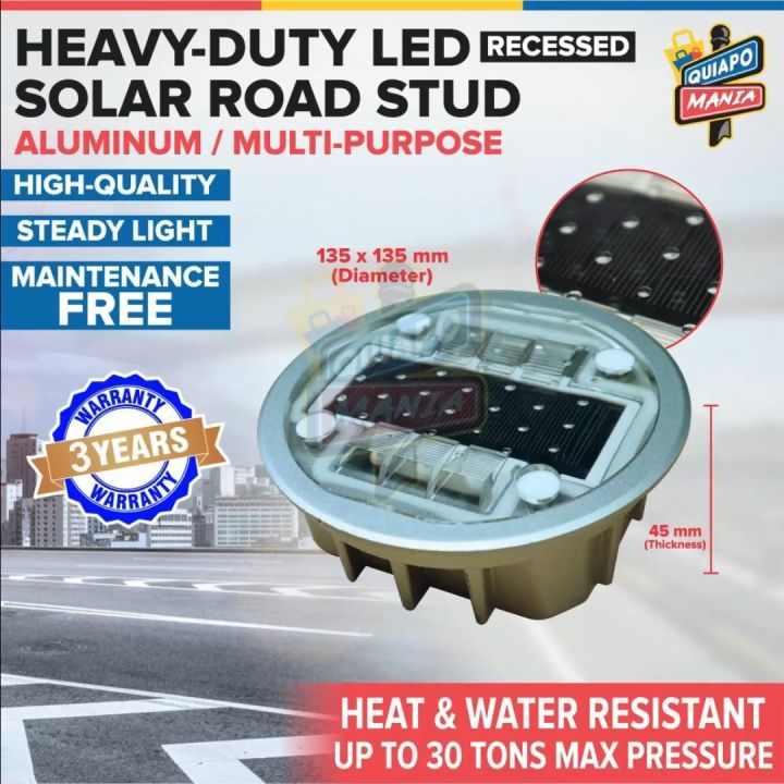 LED Solar Stud Recessed Heavy-Duty / Road Stud / Highway Stud / Pathway Lighting / Aluminum ...