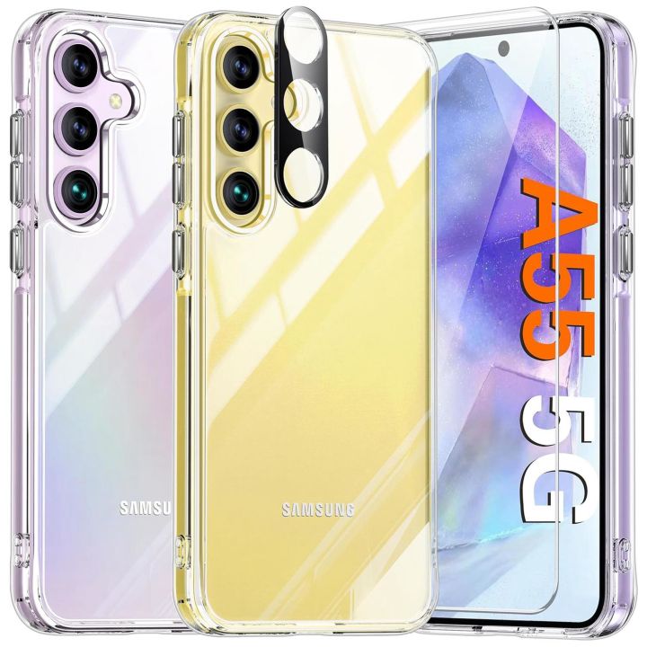 3 in 1 Transparent Case for Samsung Galaxy A55 5G Not-Yellowing with ...