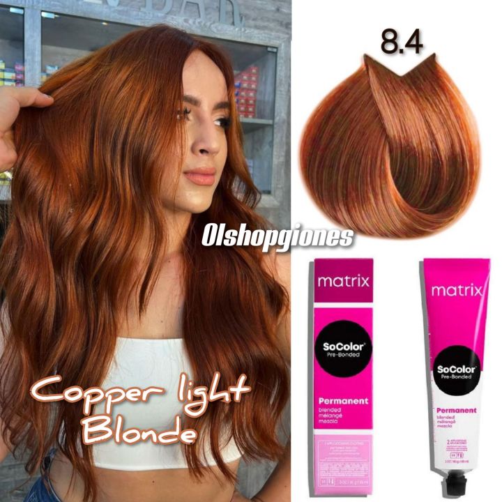 Matrix socolor 8.4 Copper + oxydant campuran cat rambut Hair Color ...