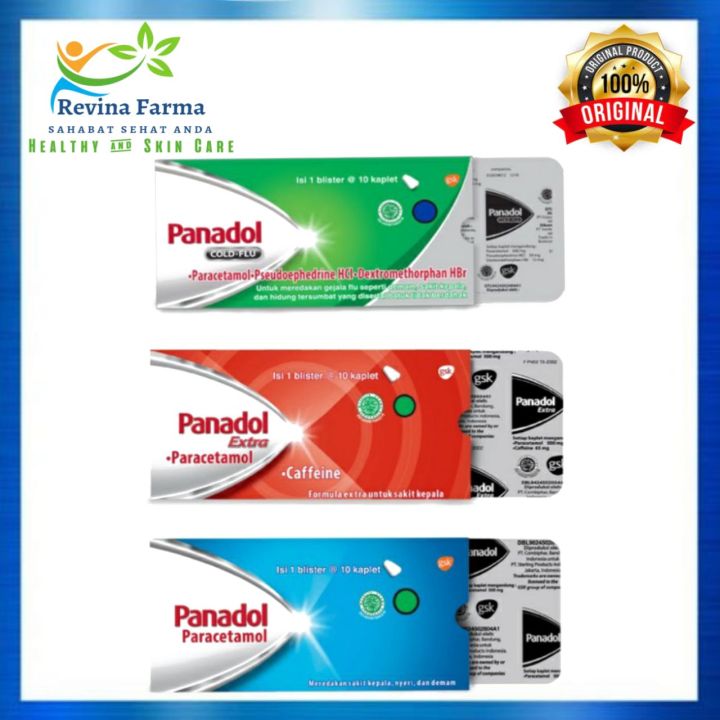 Panadol Merah, Panadol Biru, Panadol Hijau 1 Strip 10 kaplet Untuk ...