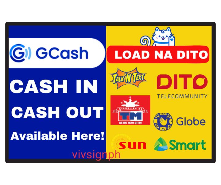 Tarpaulin (2n1yellow)Gcash cash in/out & Eloading 18x24inch high quality glossy makapal ...