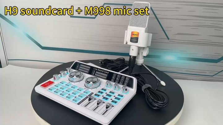 Siborie soundcard H9+M998 Mic +E10 headset paket lengkap Mixer ...