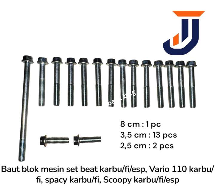 Baut blok mesin set beat karbu/fi/esp, Vario 110 karbu/fi, spacy karbu ...