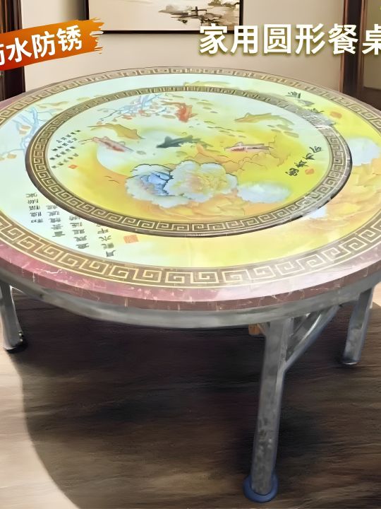 Stainless Steel round Table with Rotating Disk Foldable Thickened No ...