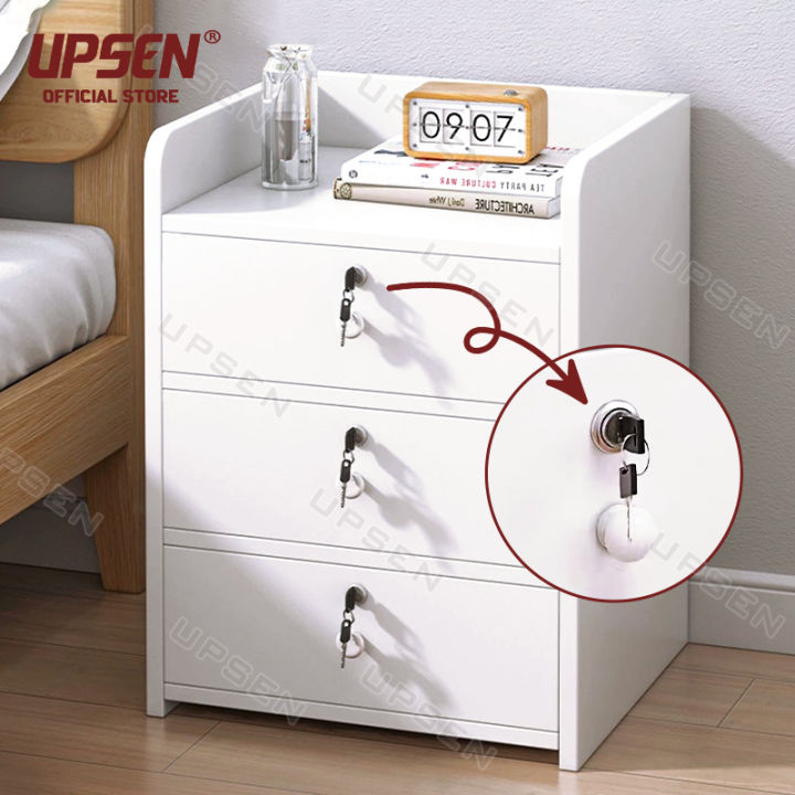 【With Lock】Bedside Table Simple and Modern Bedside Cabinet With Lock ...