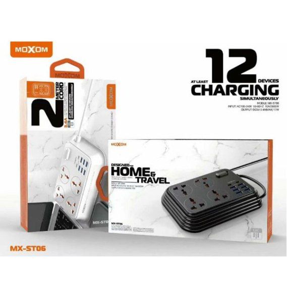 MOXOM Power Socket 4 Sockets Power Strip + 6 USB Ports + 2 Type-C Ports ...