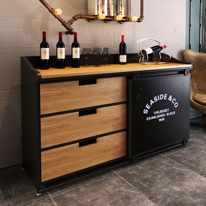 Loft American Style Iron Art Solid Wood Sideboard Locker Industrial ...