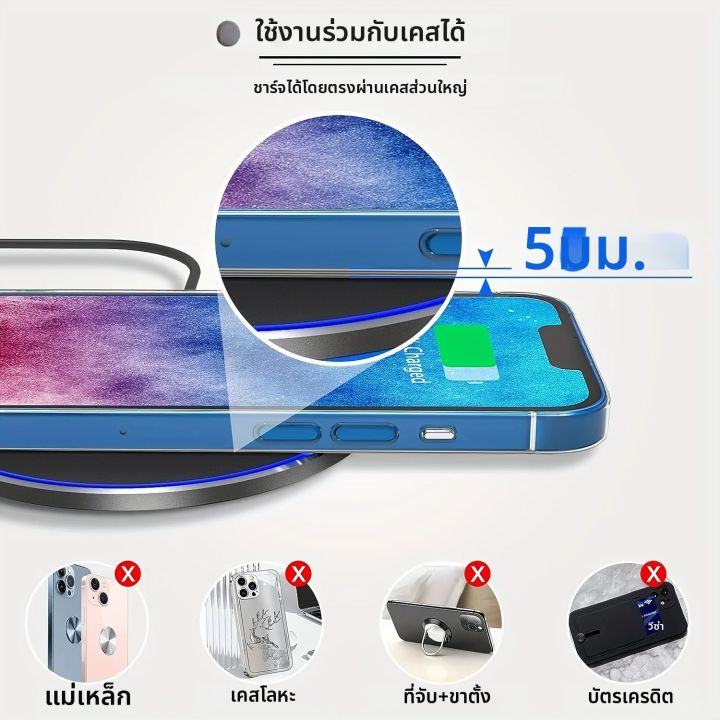 ที่ชาร์จไร้สายสำหรับ Apple iPhone 16 15 14 13 12 Pro Max Samsung Galaxy ...