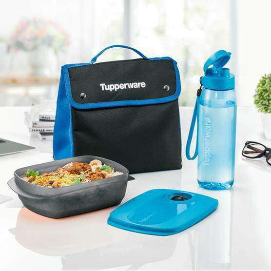 Tupperware -Executive Lunch Set(1) + H2GO Eco Bottle 750ml with Strap(1 ...